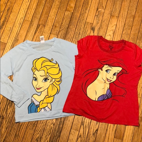 Disney | Tops | Disney Princess Top Lot Lxl Frozen Little Mermaid ...